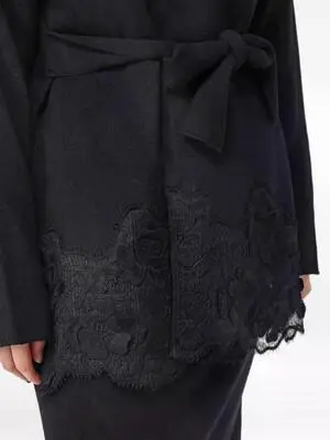 Fabiana Filippi Platinum Lace-trim Belted Cardigan