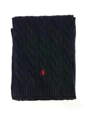Polo Ralph Lauren Cable-knit Wool-cashmere Scarf - Blue