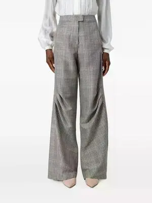 HANITA Check-pattern Wide-leg Trousers - Grey