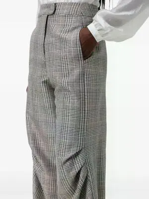 HANITA Check-pattern Wide-leg Trousers - Grey