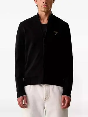 AERONAUTICA MILITARE Zip-up Embroidered Cardigan - Black