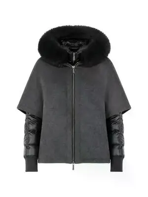 MOORER Layered Fur-trim Jacket - Grey