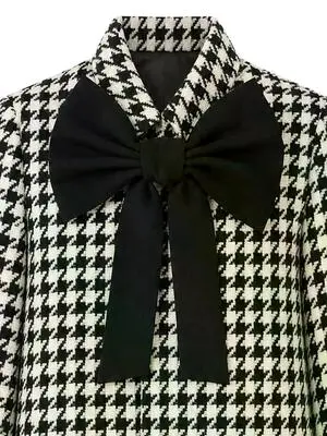 Alice + Olivia Philippa Houndstooth-pattern Bow-detail Cape - White