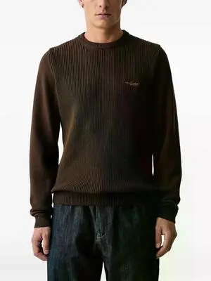 AERONAUTICA MILITARE Logo-embroidered Ribbed-knit Sweater - Brown