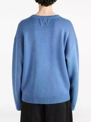 WILLY CHAVARRIA Logo-embroidered Crew-neck Sweater - Blue