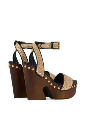 Givenchy Clog Raffia-effect Platform Sandals With Studs Detail
