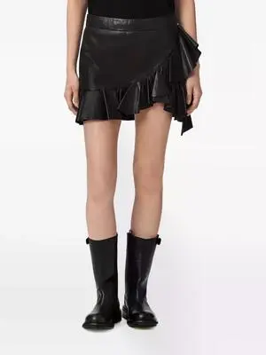 ALLSAINTS Luana Ruffled Leather Skirt
