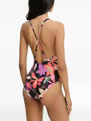 Nike Floral-print Cross-back Swimsuit