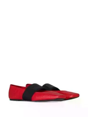 Givenchy Sliced Square Ballerinas In Textured-effect Leather - Red