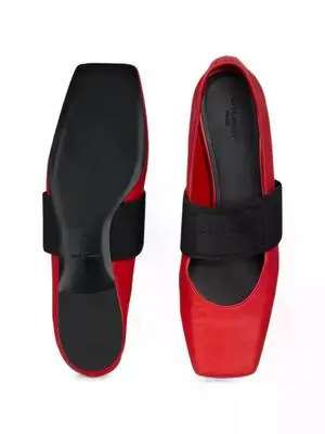 Givenchy Sliced Square Ballerinas In Textured-effect Leather - Red