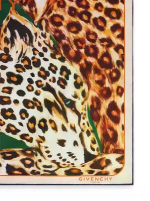 Givenchy Square In Silk With Leopards Print - Brown