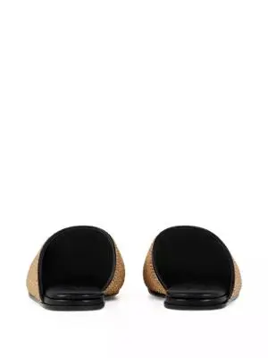 Givenchy Label Raffia-effect Flat Mules