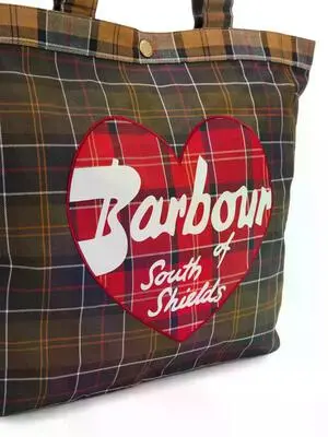 Barbour Large Tartan Heart-patch Tote Bag