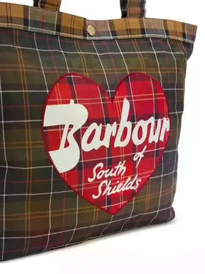 Barbour Large Tartan Heart-patch Tote Bag