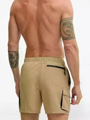 Nike Logo-embroidered Cargo-pocket Swim Shorts - Neutrals
