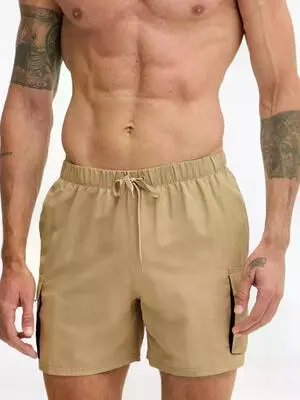 Nike Logo-embroidered Cargo-pocket Swim Shorts - Neutrals