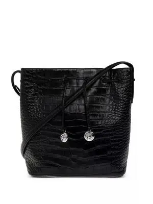 LIFFNER Small Croc-effect Charm Bucket Bag - Black
