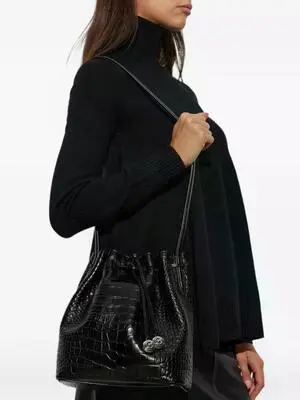 LIFFNER Small Croc-effect Charm Bucket Bag