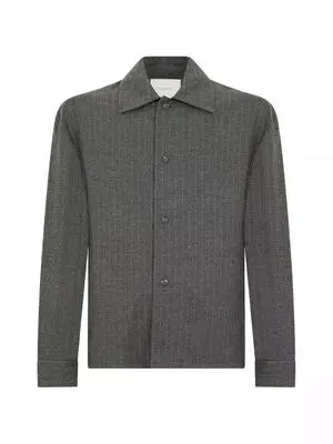 PAOLO PECORA Pinstriped Loose-fit Shirt Jacket - Grey