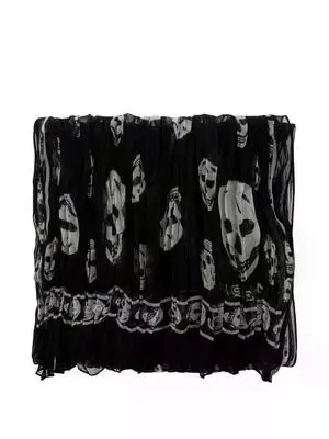 Alexander McQueen Skull Crinkled Scarf - Black