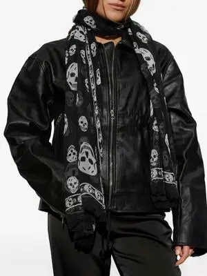 Alexander McQueen Skull Crinkled Scarf - Black