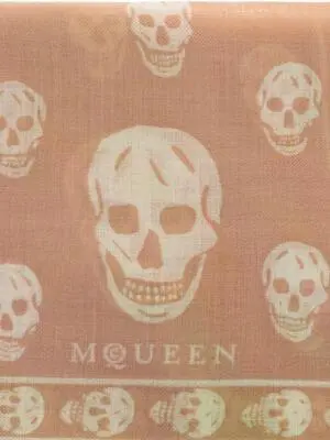 Alexander McQueen Skull-print Raw-edge Scarf - Neutrals