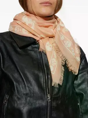 Alexander McQueen Skull-print Raw-edge Scarf