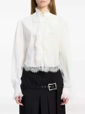 ANN DEMEULEMEESTER Lace-trim Ruffled Blouse - White