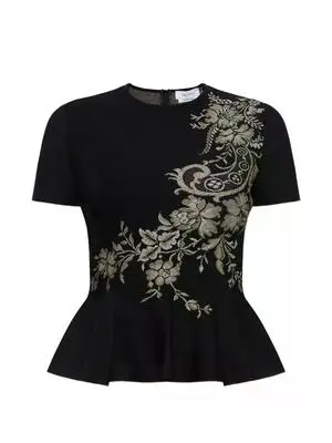 Alexander McQueen Floral-motif Peplum Top