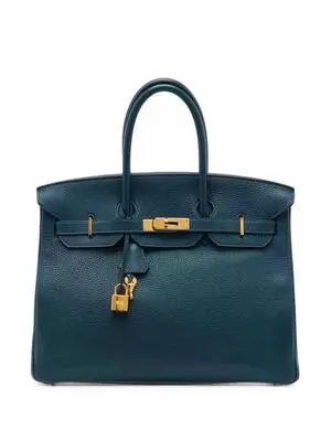Hermès 2010s 35 Birkin Togo Leather Tote Bag - Blue