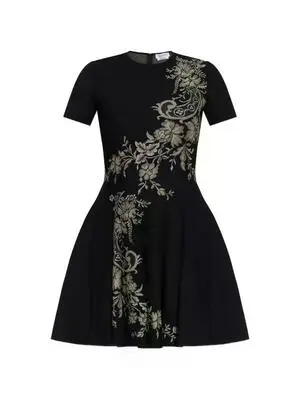 Alexander McQueen Floral-print Mini Dress - Black