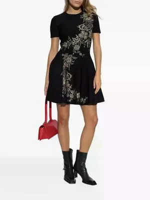 Alexander McQueen Floral-print Mini Dress - Black