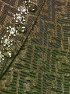 Fendi Zucca Jacquard Crystal-embellished Blazer