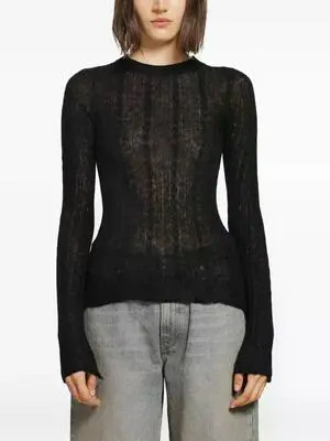 HAIKURE Sey Semi-sheer Cable-knit Sweater - Black