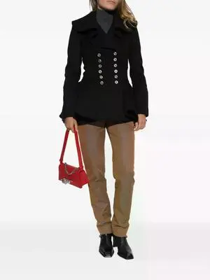 Alexander McQueen Double-breasted Waterfall Collar Coat - Black