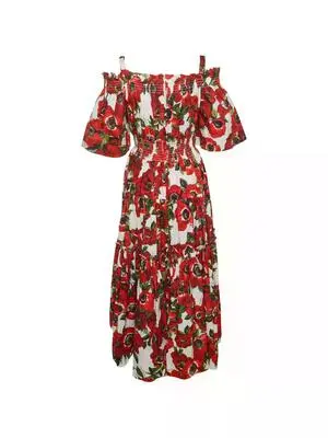Dolce & Gabbana Floral-print Off-shoulder Midi Dress