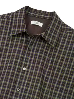 STUDIO TOMBOY Check-pattern Diagonal-button Shirt