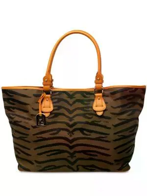 Fendi 2000-2010 Zebra Print Canvas Tote Bag - Brown