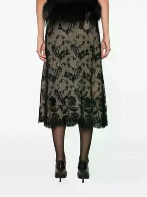 Fendi Floral-lace Midi Skirt