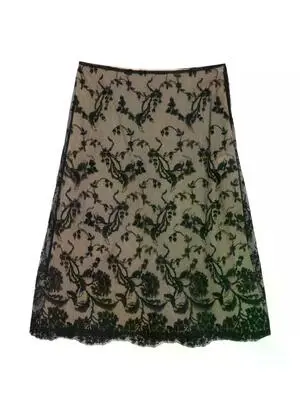 Fendi Floral-lace Midi Skirt - Black