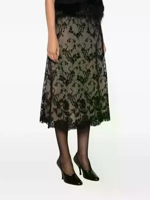 Fendi Floral-lace Midi Skirt