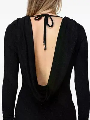 HANITA Gathered Open-back Maxi Dress - Black