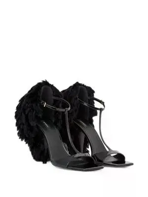 Givenchy Pompom Heeled Sandals In Patent Leather And Knit - Black