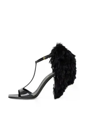 Givenchy Pompom Heeled Sandals In Patent Leather And Knit