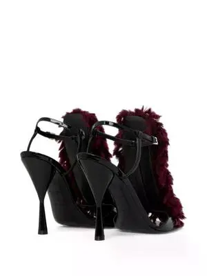 Givenchy Pompom Heeled Sandals In Patent Leather And Knit