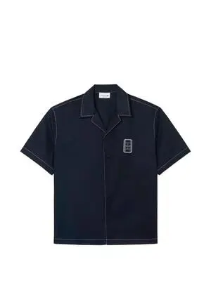 Lacoste Contrast-stitch Logo-patch Shirt - Blue