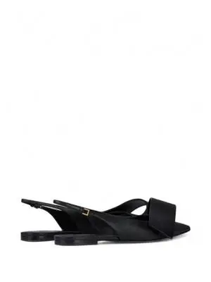 Givenchy Twisted Ribbon Flat Slingbacks In Leather - Black