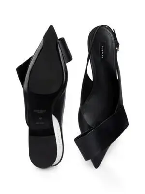 Givenchy Twisted Ribbon Flat Slingbacks In Leather - Black