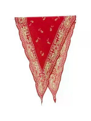 MANTERO 1902 Paisley-print Scalloped-edge Scarf - Red