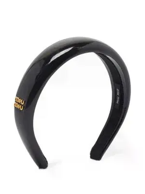 Miu Miu Logo-embellished Patent-leather Headband